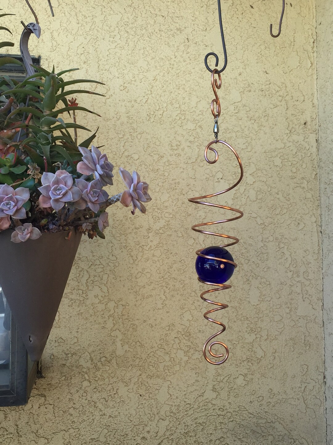 HANDCRAFTED COPPER ITEM Illusion Spiral Spinner W/ 80mm Solid Glass ...