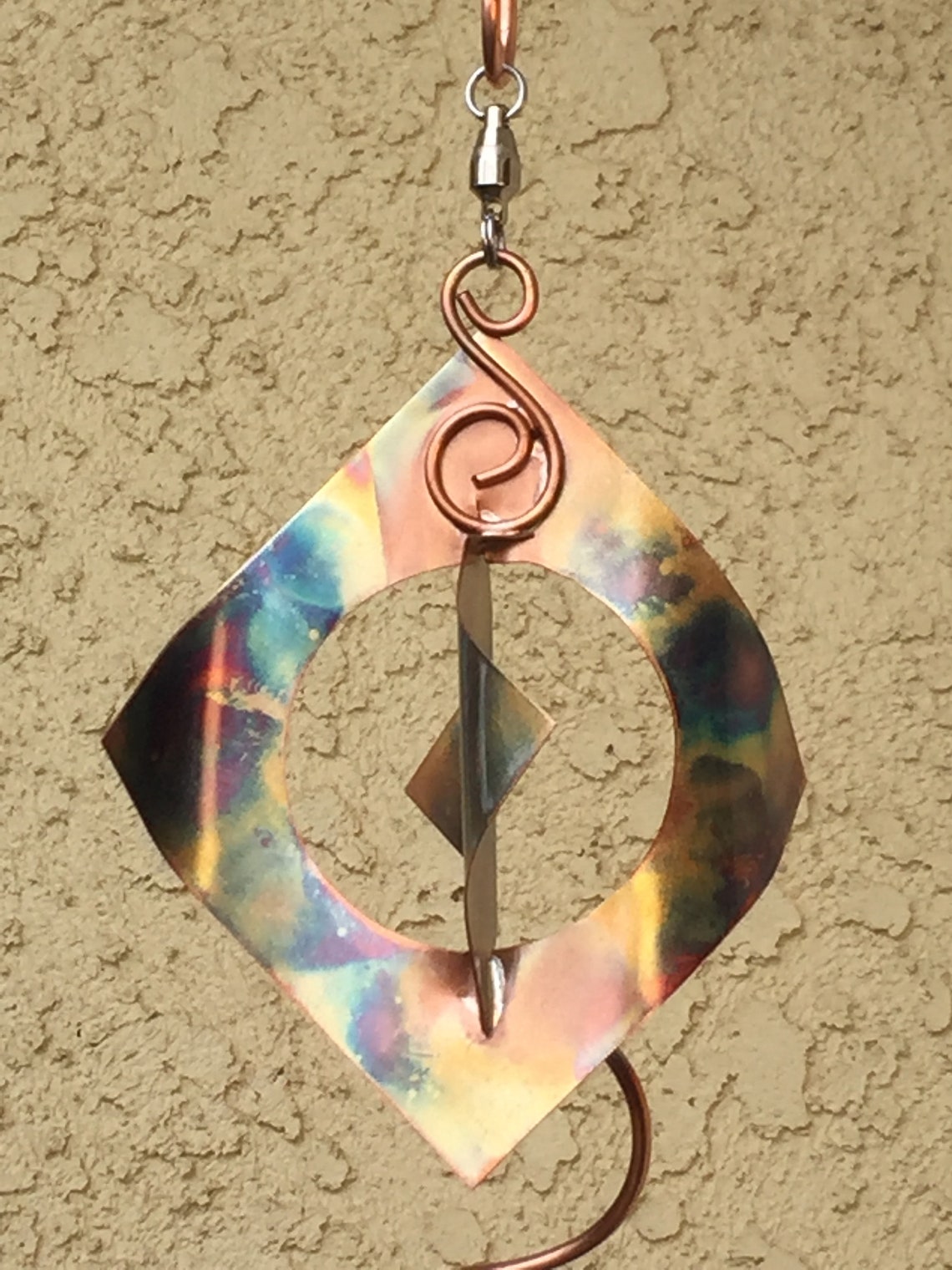 Handmade Copper Wind Spinner 3D Design W/ 3 Glass Marbles - Etsy