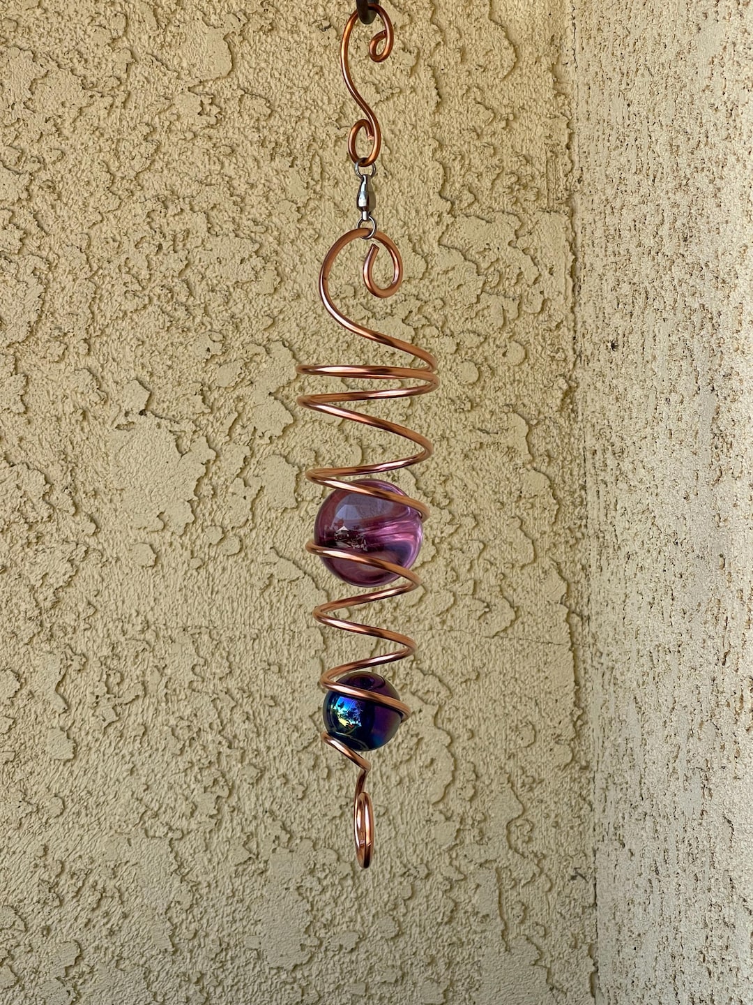 KINETIC ART Handcrafted Copper Whirlygig Illusion Spiral Spinner With ...