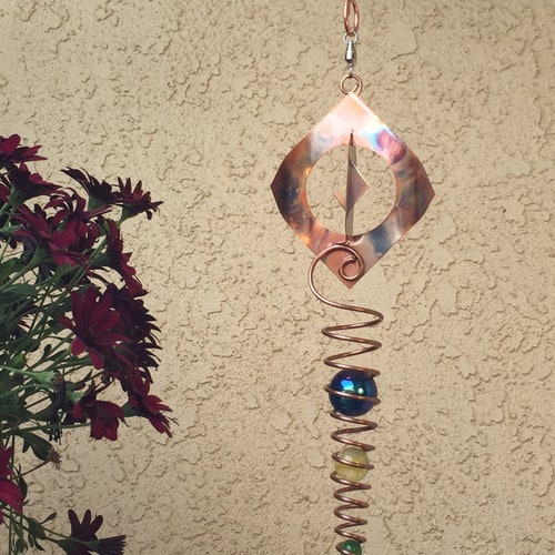 Handmade Copper Wind Spinner Dual Spiral W/ 40mm Glass Sphere - Etsy