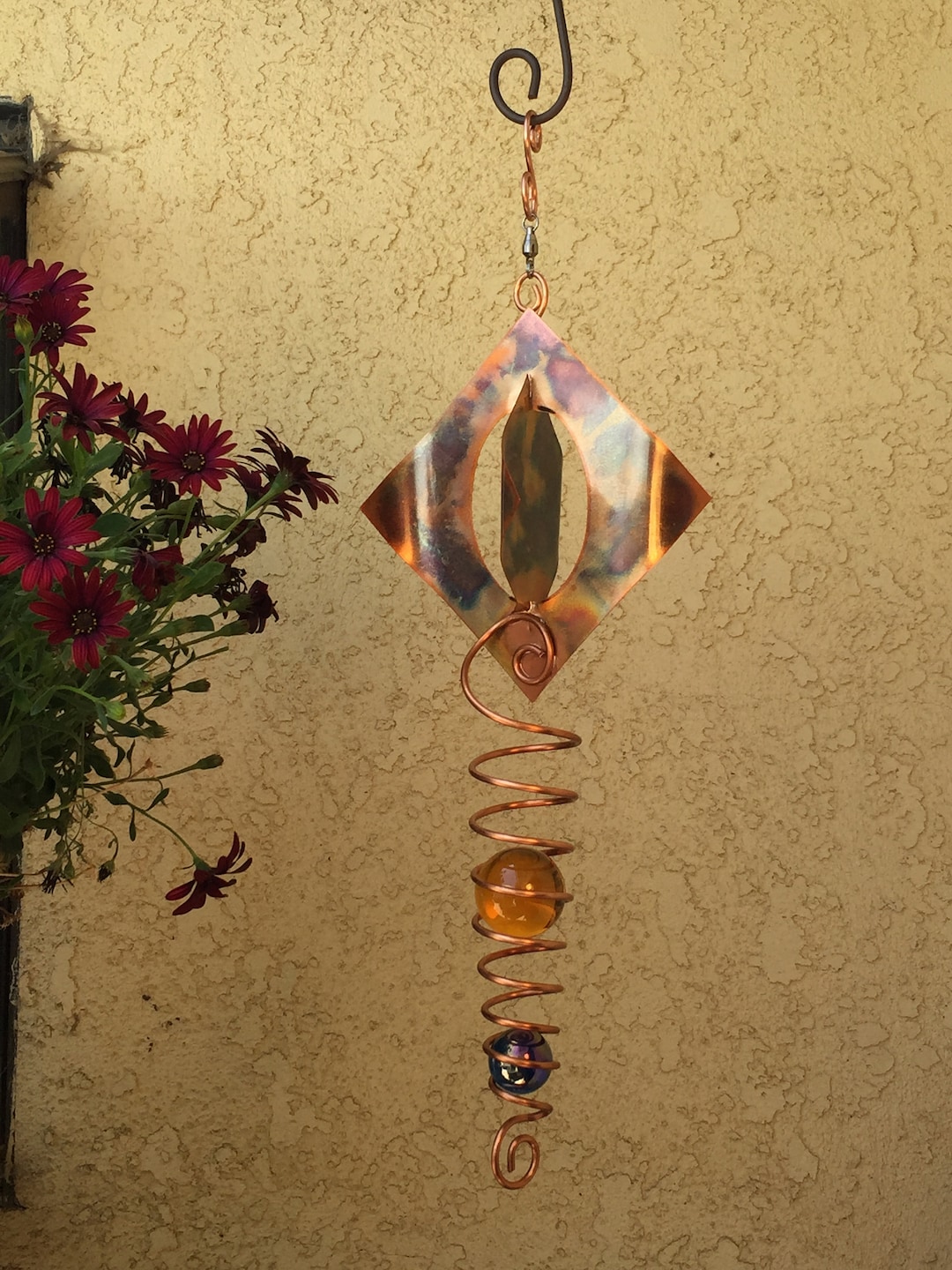 Handmade Copper Wind Spinner 3D Design W/ 50mm Glass Sphere - Etsy