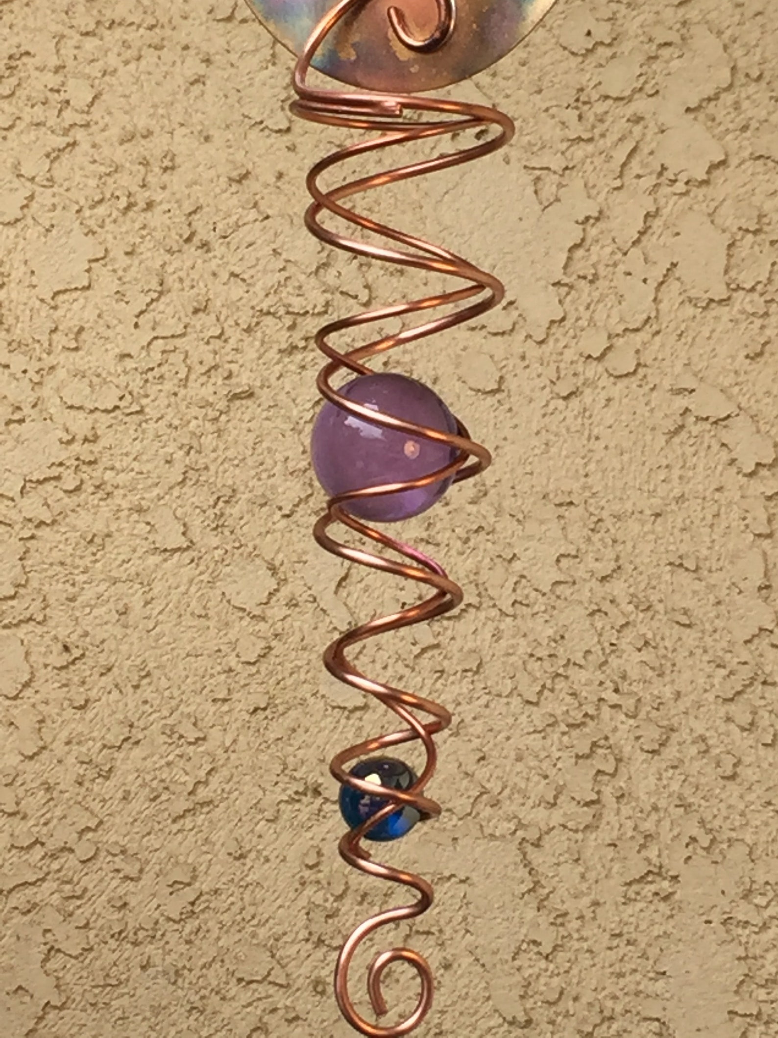 Handmade Copper Wind Spinner Dual Spiral W/ 40mm Glass Sphere (DISC ...