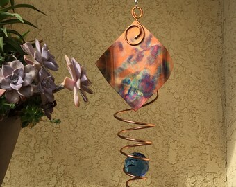 Handmade Copper Wind Spinner Dual Spiral W/ 40mm Glass Sphere - Etsy