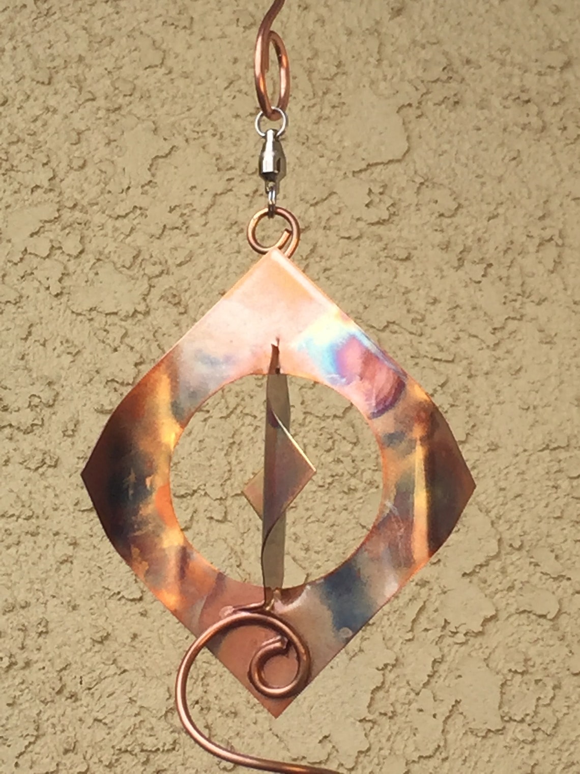 Handmade Copper Wind Spinner 3D Design W/ 3 Glass Marbles - Etsy