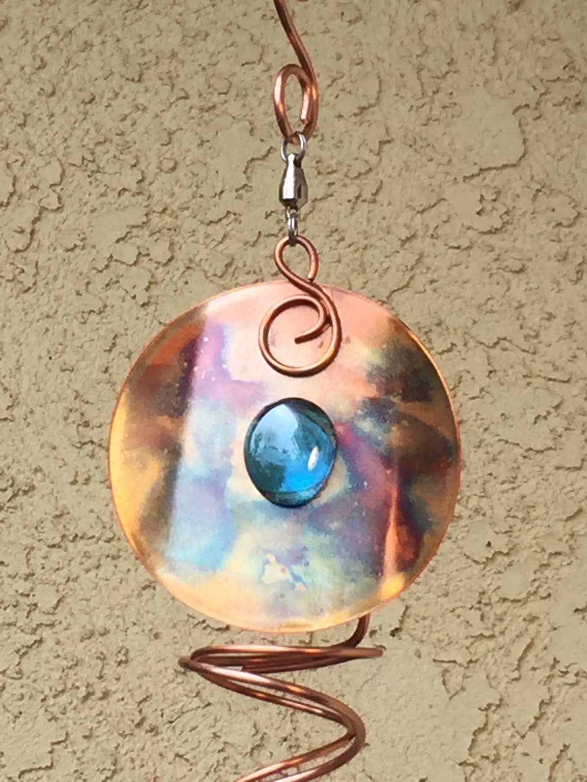 Handmade Copper Wind Spinner Dual Spiral W/ 40mm Glass Sphere (DISC ...