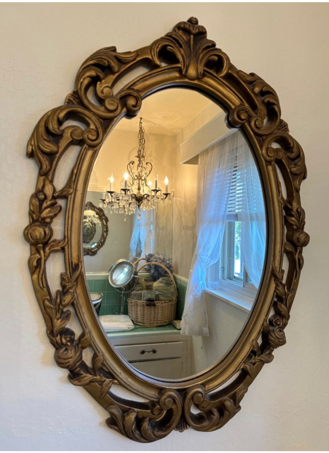 Vintage Ornate Gold Framed Mirror Lightweight Mirror mcm Vintage Mirror ...