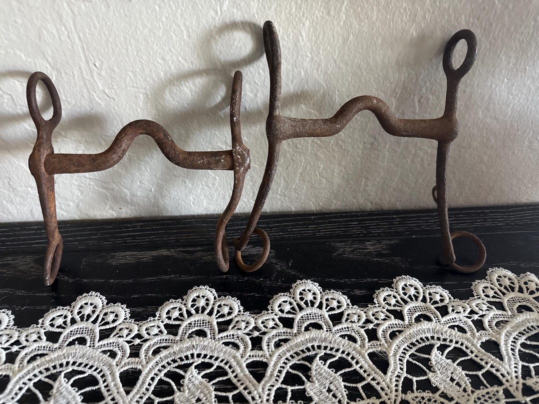 Antique Rustic Iron Horse Bits – Set of 2 | Primitive Western Farmhouse ...
