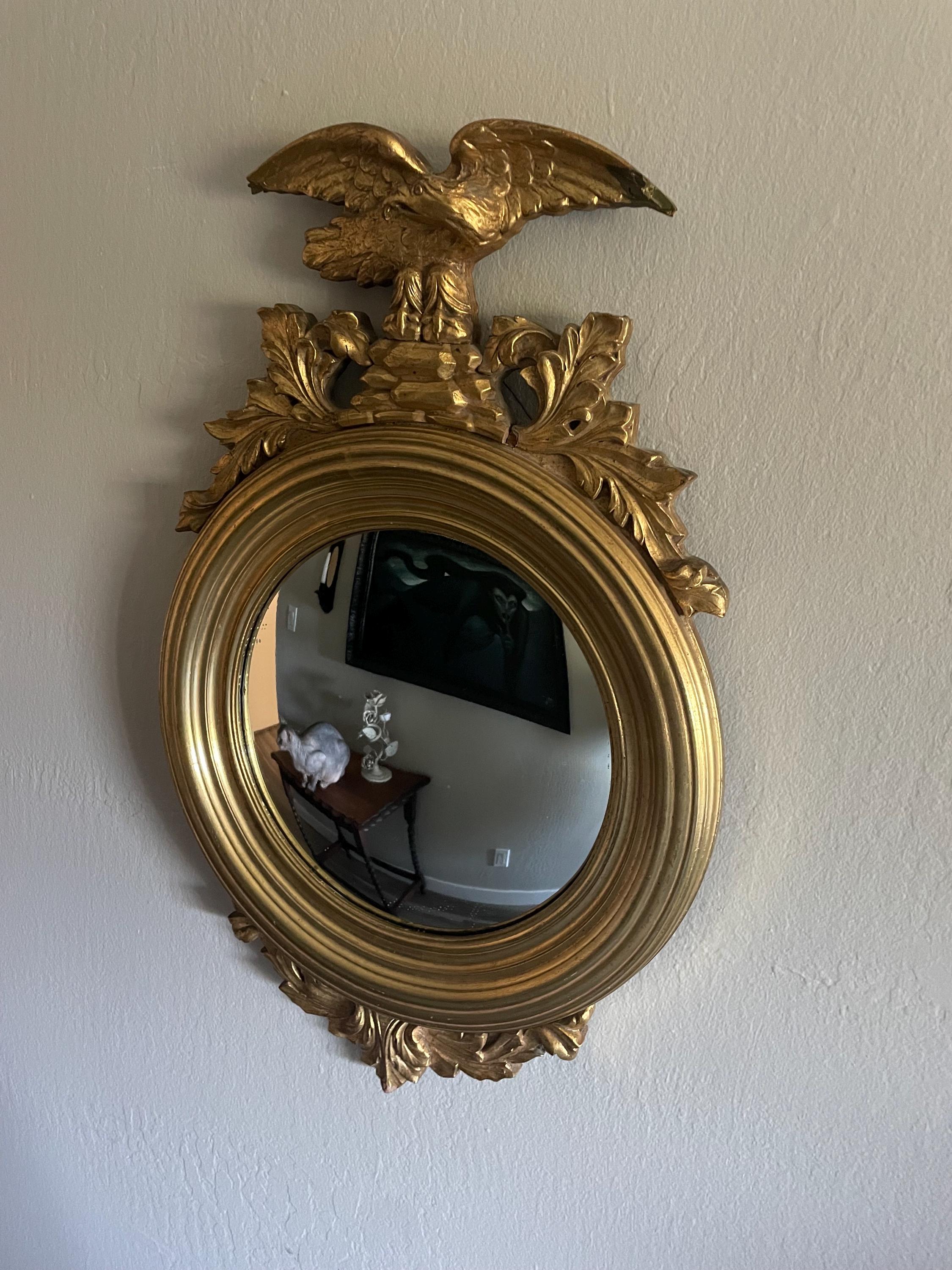 Antique Federal Eagle Mirror – Giltwood Convex Wall Mirror – Early ...