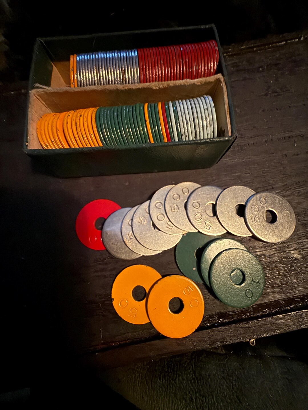 Vintage 1940s-50s Game Chips Set – Metal & Painted Round Tokens in ...
