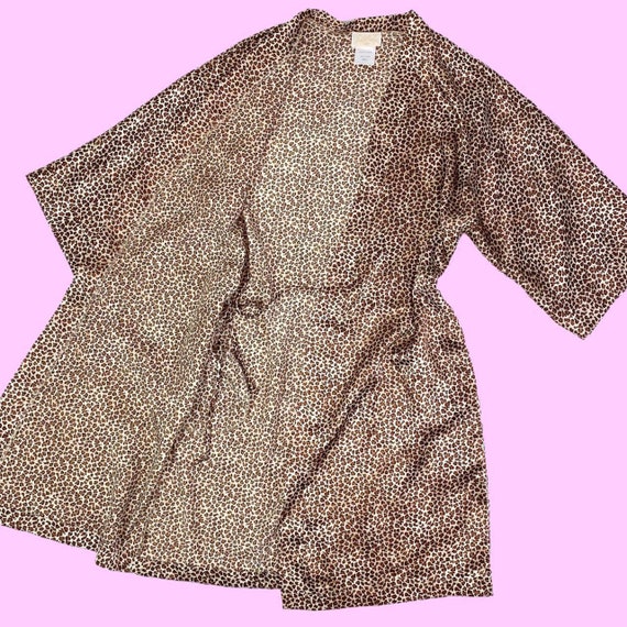 1990s INNER MOST Golden Satin Leopard Print Robe - Gem