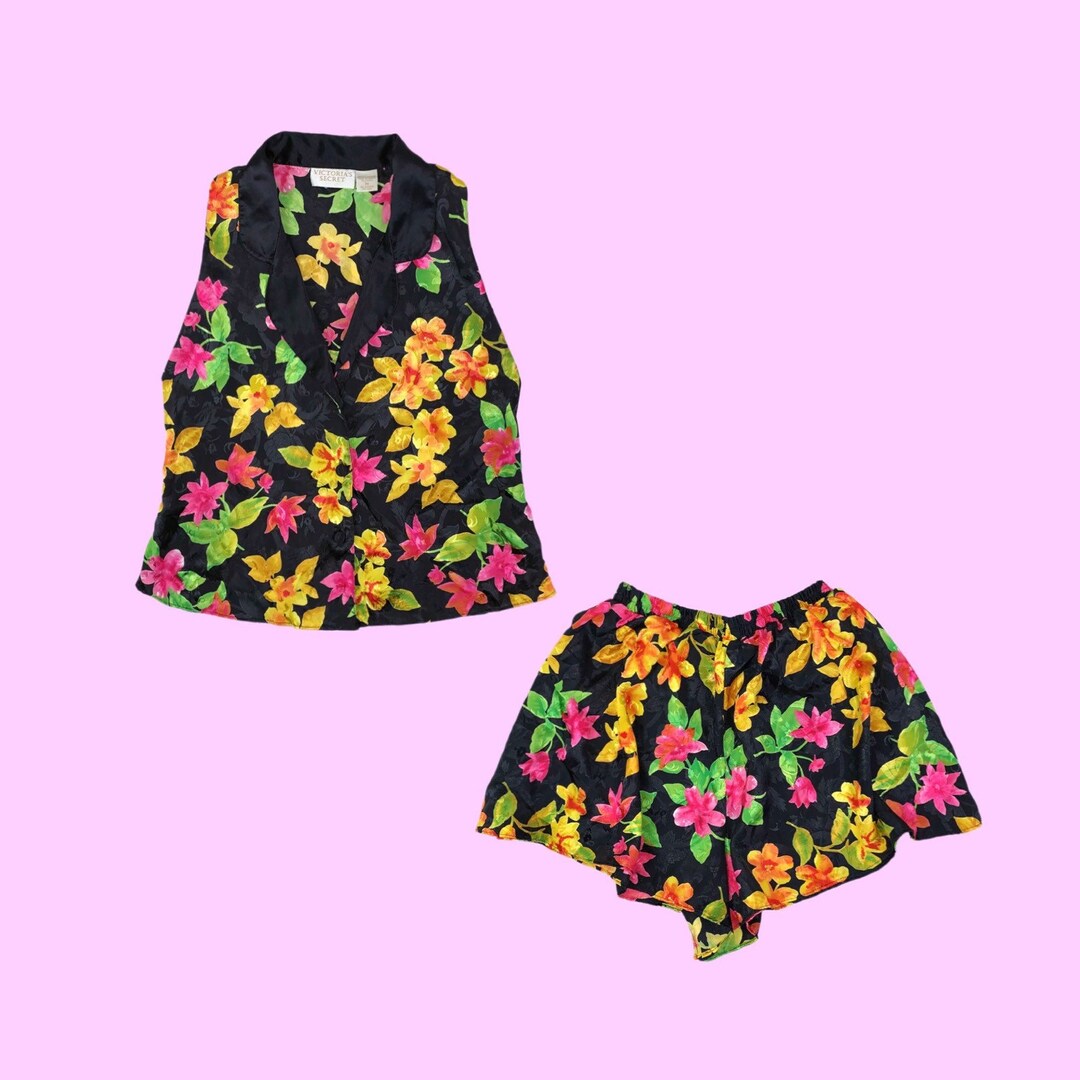 1990s VICTORIAS SECRET Silky Satin Flower Sleep Set - Etsy