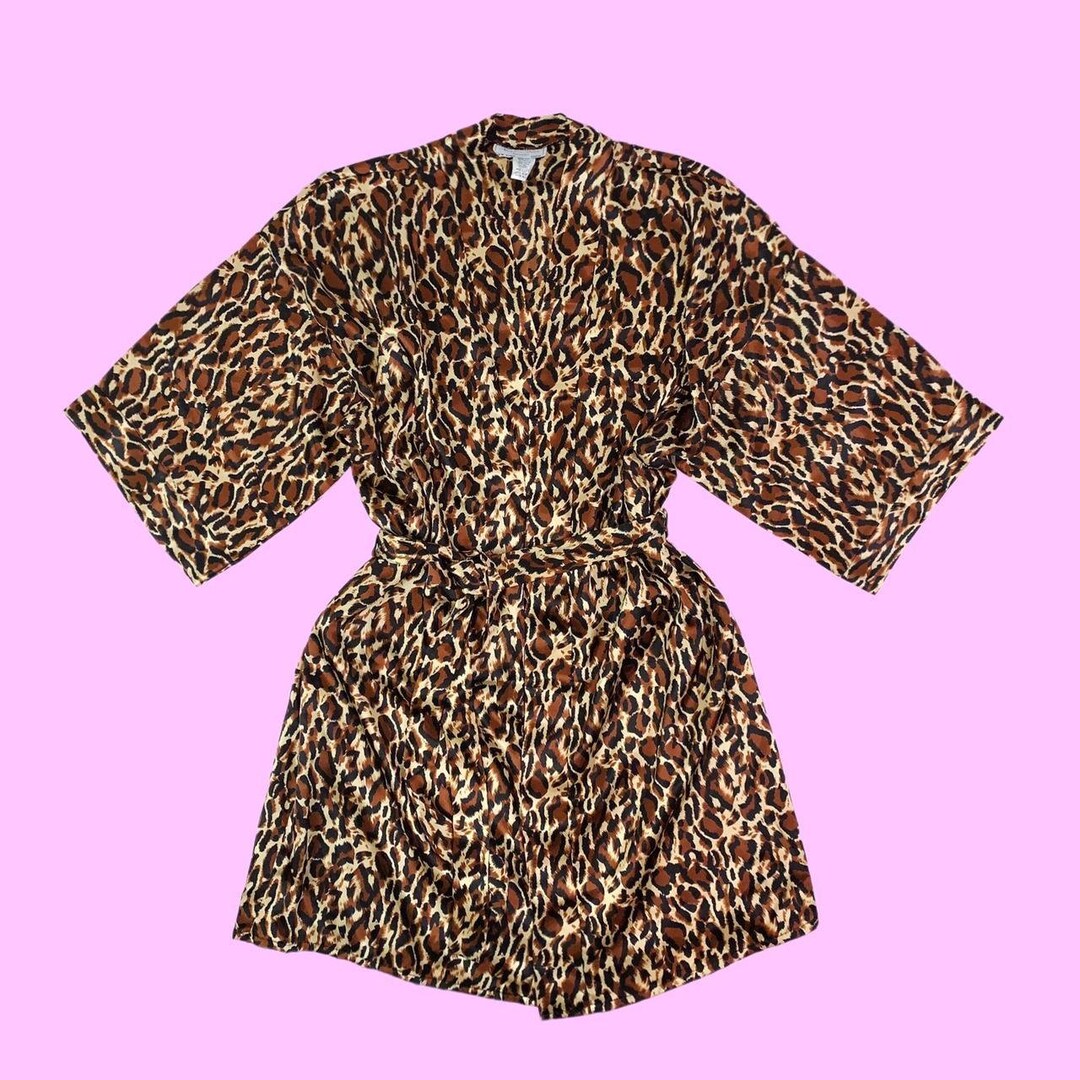 1990s KRISTINE TYLER Satin Leopard Print Robe - Etsy