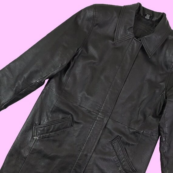 1990s JACQUELINE FERRAR Patch Leather Trench Jacket - Gem