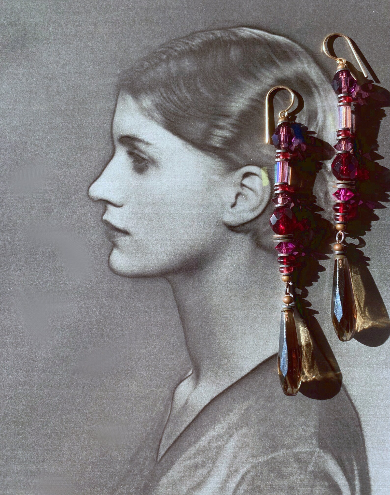 Smoke Topaz Shoulder Duster Earrings Glass Prism Earrings - Etsy