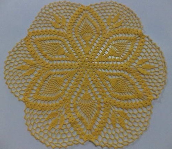 Items similar to 20" Flower Doily / Crochet doily / Yellow doily ...