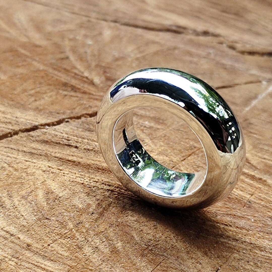 Big Solid 999 Fine Silver Dome Ring, Silver Band Ring, Silver Large Chunky, Ring Silver Donut ...