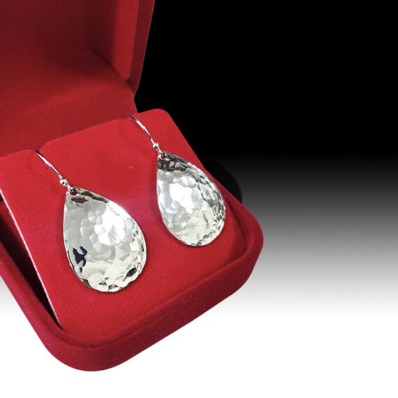 Handcrafted Silver Teardrop Earrings 925 Sterling Silver | Etsy