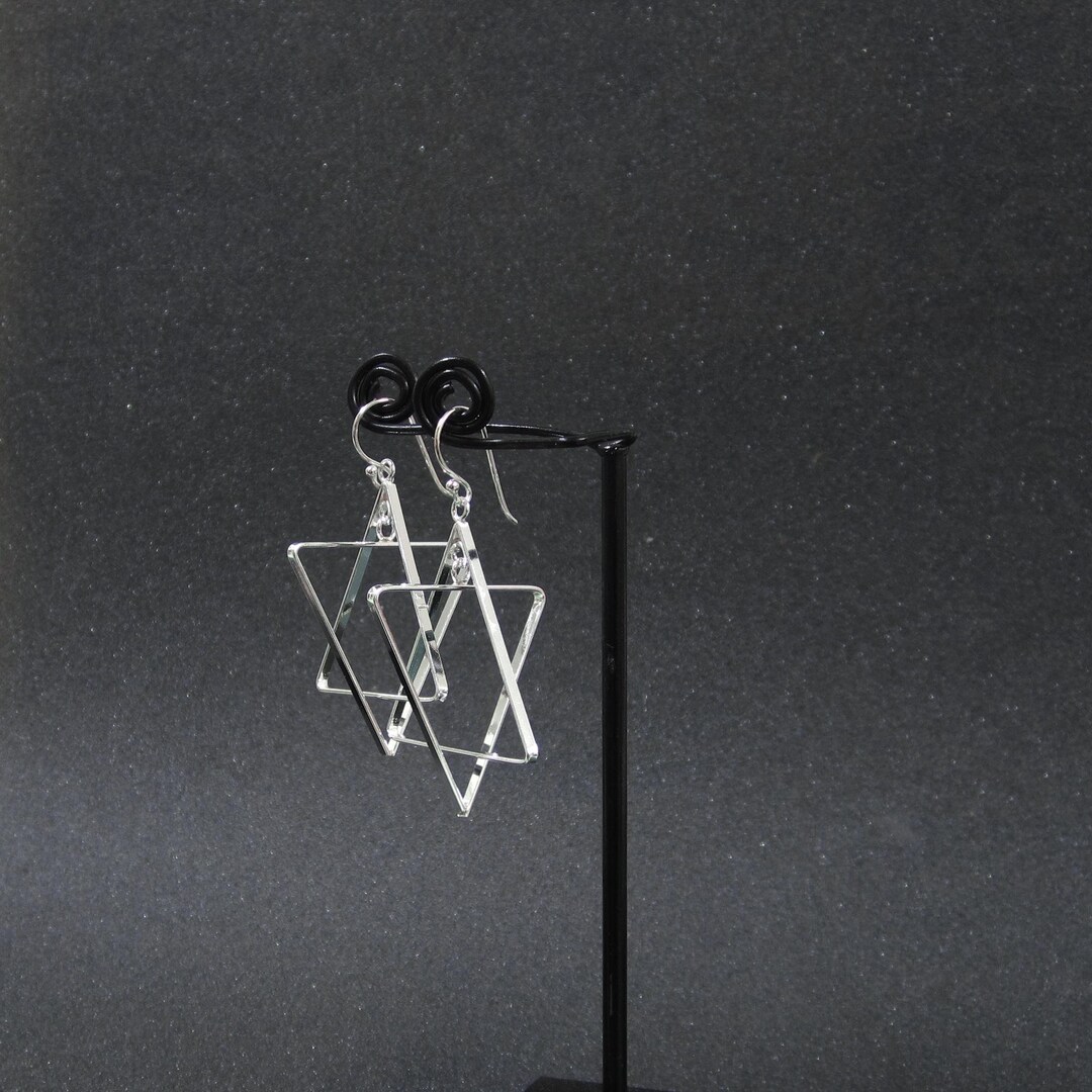 Silver Star of David Dangle Earrings, 925 Sterling Silver Jewish ...