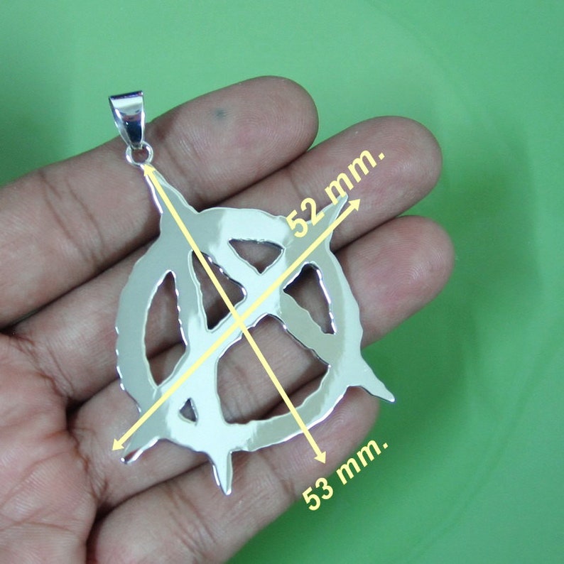 53mm. Large Custom 925 Sterling Silver Anarchy Sign Symbol | Etsy