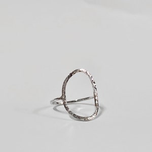 925 Sterling Silver Open Oval Ring Hammered Silver Ring - Etsy