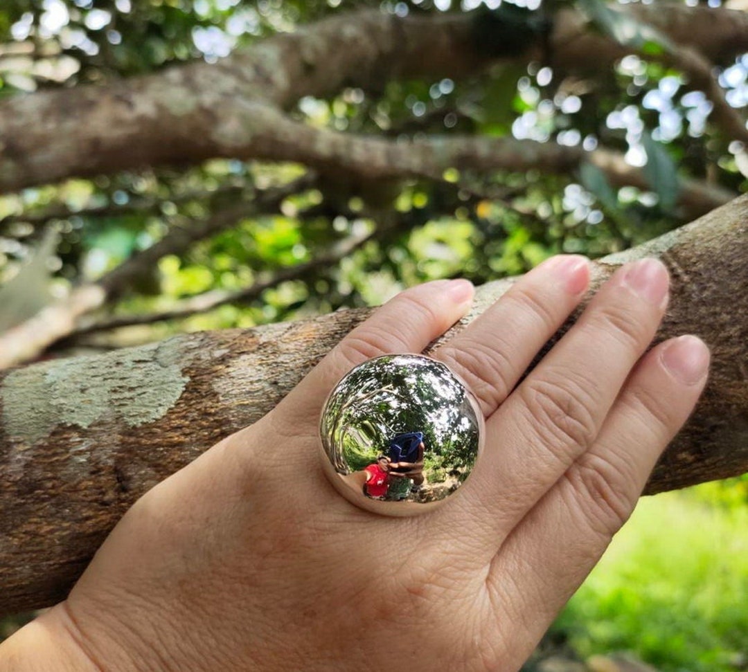 925 Sterling Silver Dome Ring, Large Dome Silver Ring, Modern Design ...