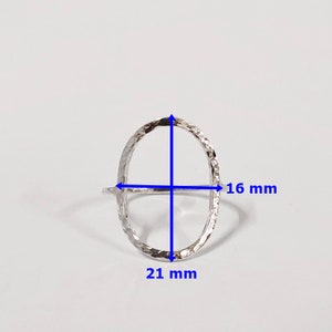 925 Sterling Silver Open Oval Ring Hammered Silver Ring - Etsy