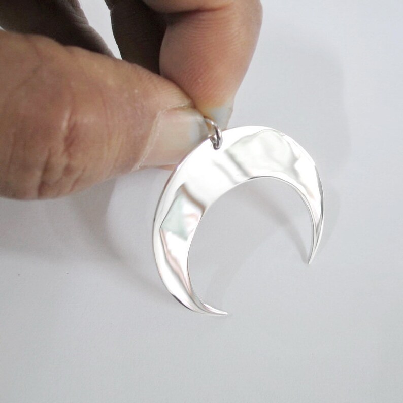 925 Sterling Silver Crescent Moon Pendant Half Moon Pendant - Etsy