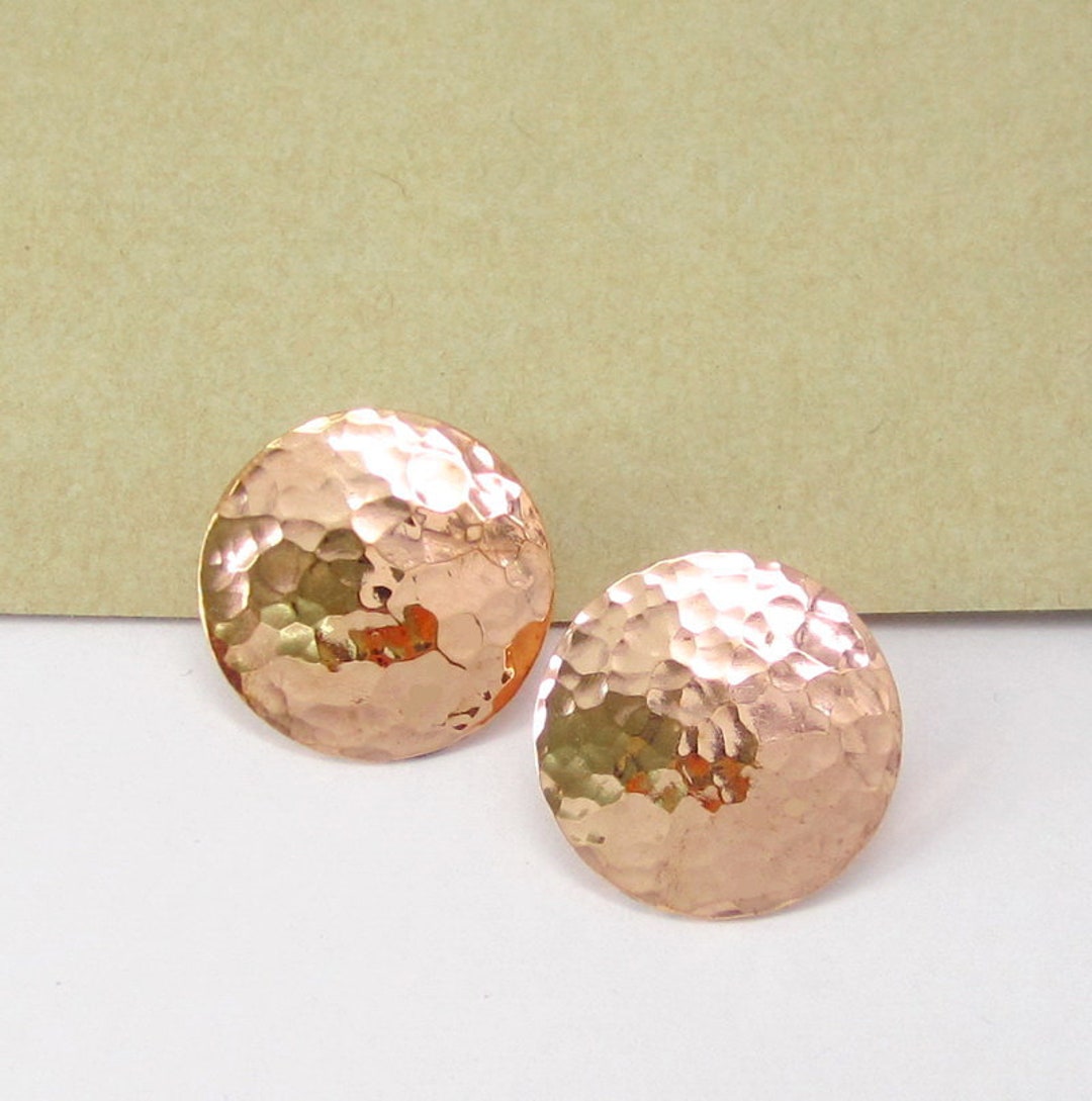 20mm Hammered Copper Studs Earings, 925 Sterling Silver Stud ...