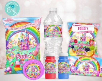 Candy Land Candyland Birthday Party Printable Labels Editable DIGITAL ...