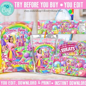 Editable DIGITAL DOWNLOAD Candy Land Candyland Birthday Party - Etsy