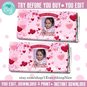 Editable DIGITAL DOWNLOAD Valentines Valentine Day Birthday Candy Bar ...