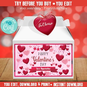Editable DIGITAL Instant DOWNLOAD Valentine Valentines Day Gable Gift ...