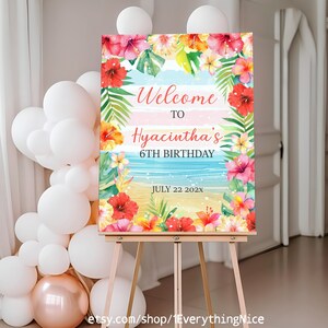 Aloha Summer Luau Tropical Hawaiian Welcome Signs 16x20 18x24 20x30 ...
