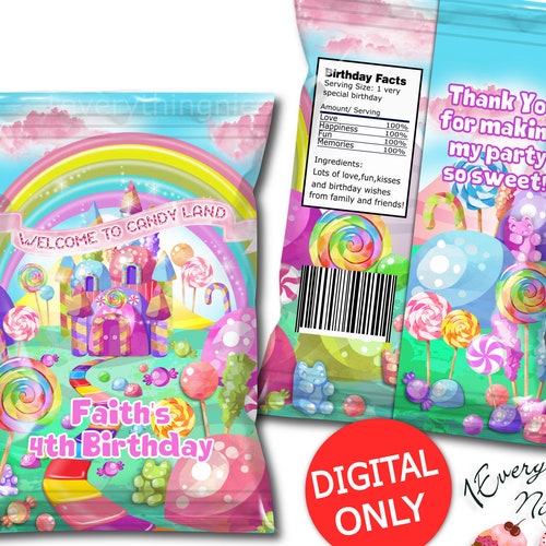 Editable DIGITAL DOWNLOAD Candyland Candy Land Theme Chip Bag - Etsy