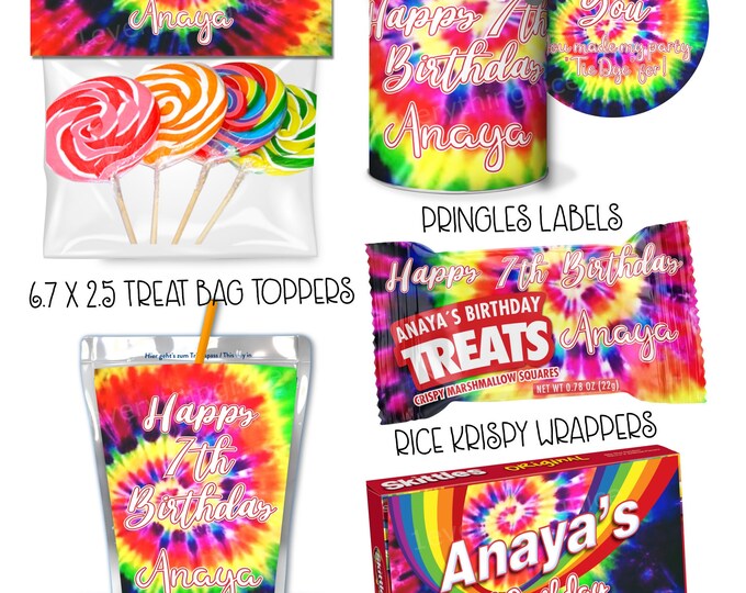 Tie Dye Theme Birthday Digital Stackable Snack Potato Crisps - Etsy