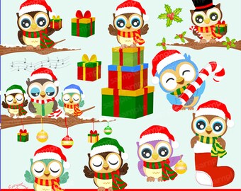 Jolly Christmas Animals 2 Clipart Set | Etsy