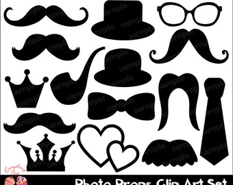 Mustache Clip Art Photo Booth Printabl Props YDC036 - Etsy