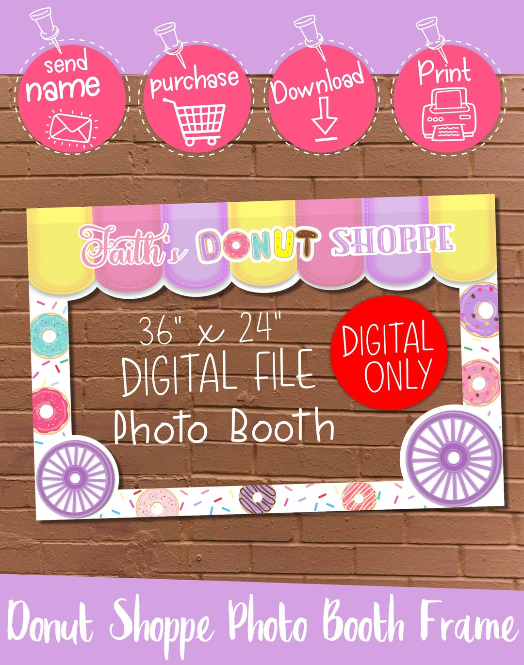 DIGITAL DOWNLOAD Donut Shoppe Shop Donuts Birthday Party Theme 36 X 24 ...