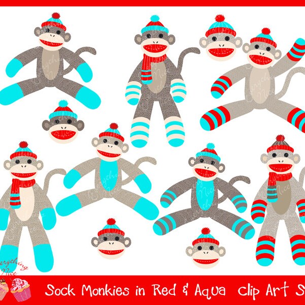 Sock Monkey Clipart - Etsy