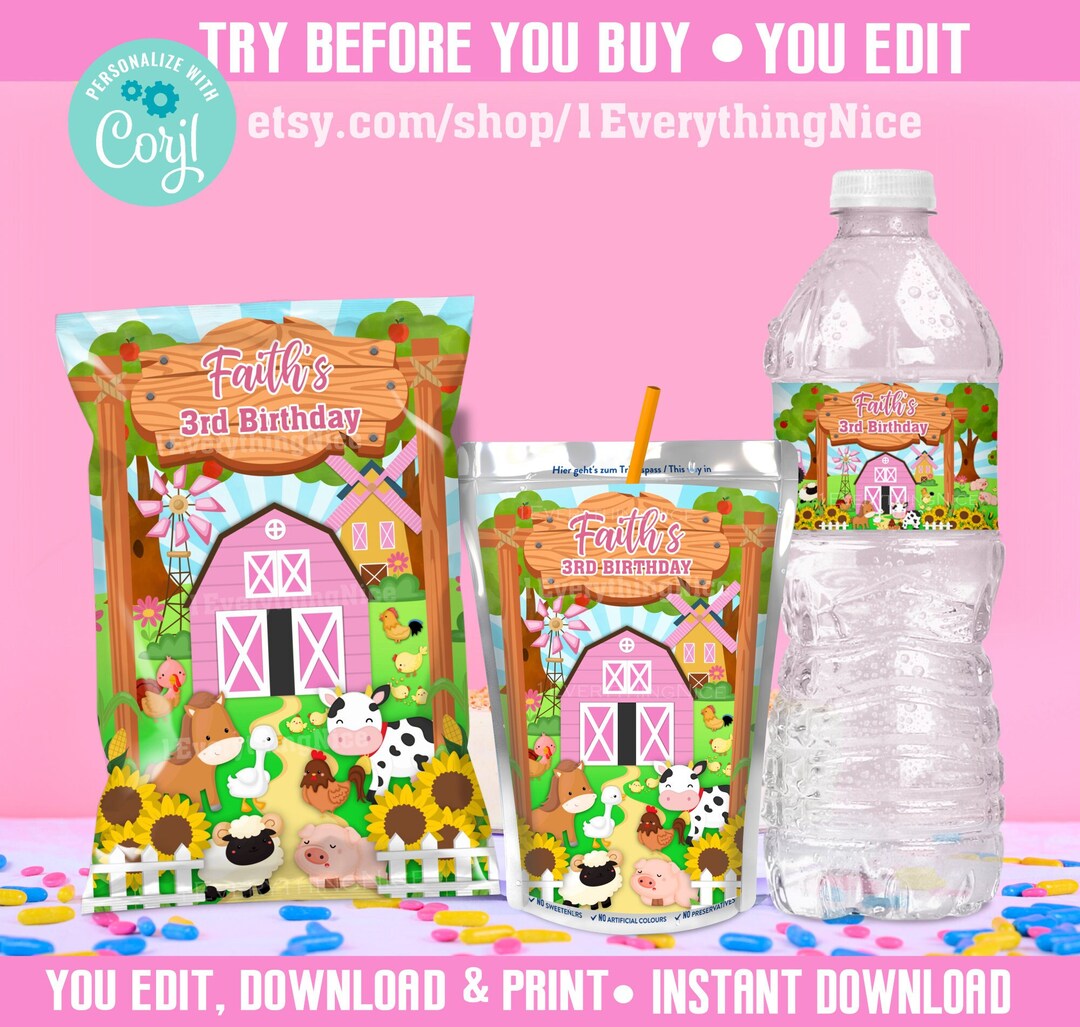 Pink Barn Farm Barnyard Cowgirl Country Farm Animals DIGITAL DOWNLOAD ...