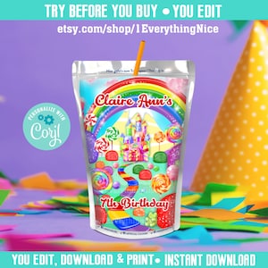 Candy Land Candyland Candies Red Theme | DIGITAL DOWNLOAD Editable ...