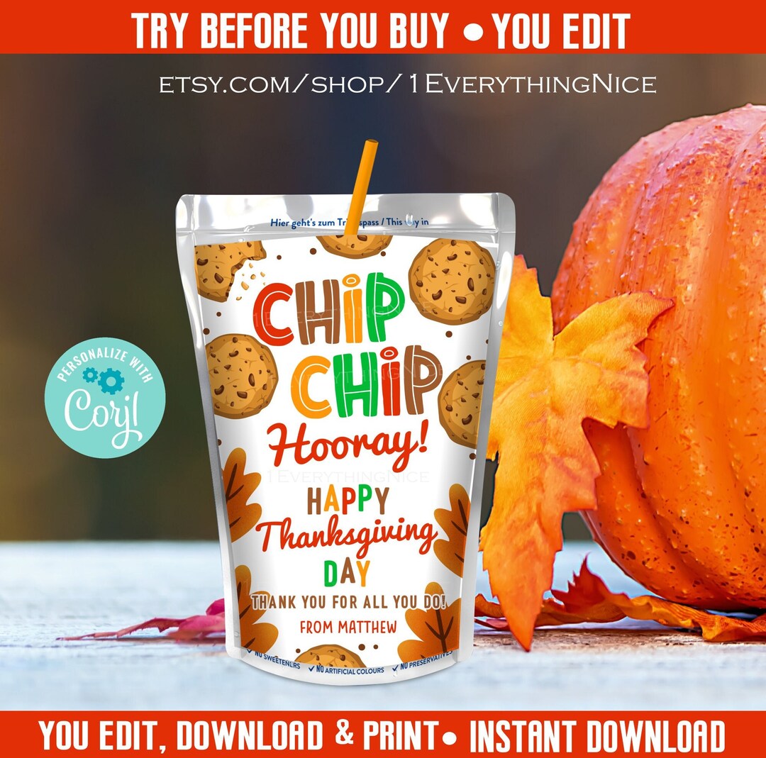 Chip Chip Hooray Happy Thanksgiving Day Fall Theme Teachers Faculty ...