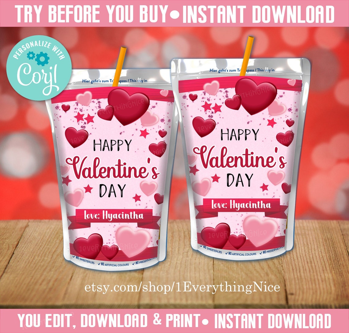 Editable DIGITAL DOWNLOAD Valentine Valentines Day Theme - Etsy