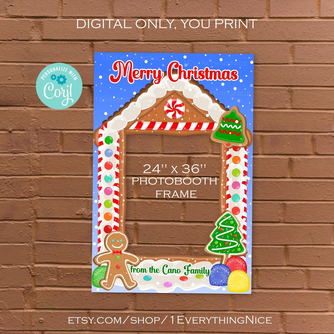 Instant Editable DOWNLOAD Gingerbread House Christmas Photo Booth Frame ...