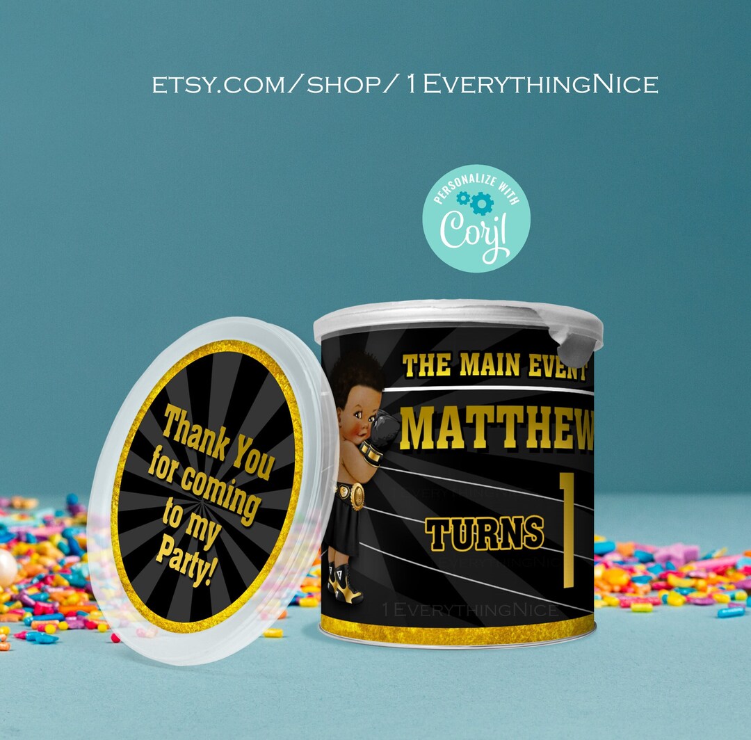 Boxing Baby Boy Boxer Little Champ Main Event Potato Chips Can Label ...