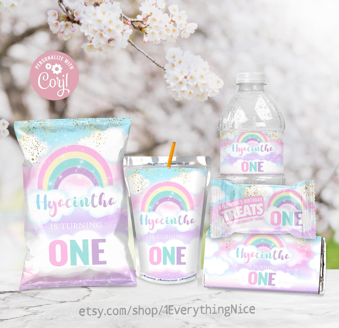 Pastel Rainbow of Fun and Clouds Soft Colors Wrappers Labels Bundle Set ...