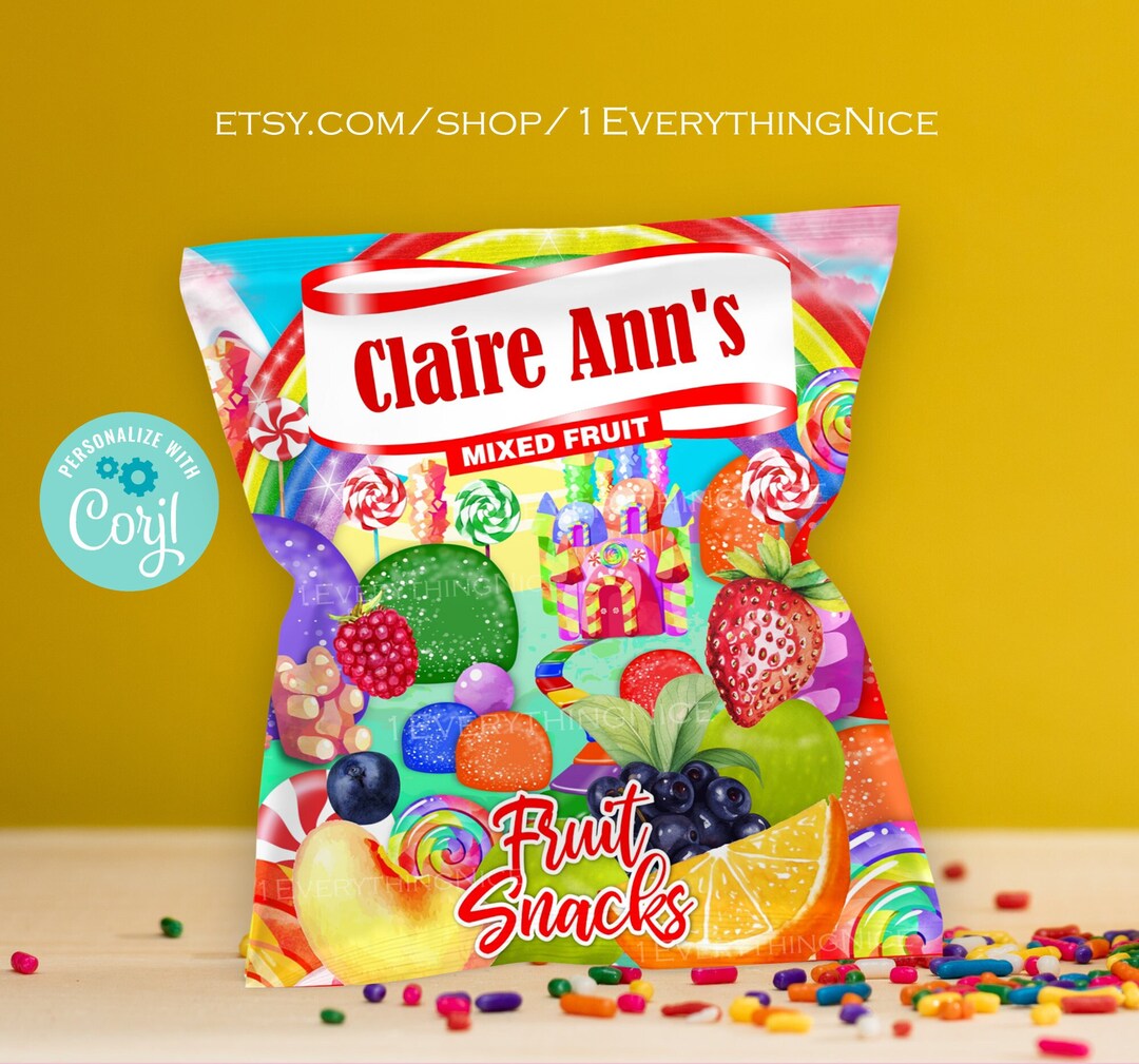 Mixed Fruit Snacks Candy Land Candyland Editable DIGITAL Instant ...
