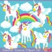 Rainbow Unicorns Clipart Set - Etsy