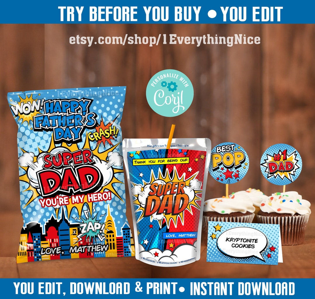 Instant Download Super Dad Happy Father's Day Best Daddy Pop Father ...