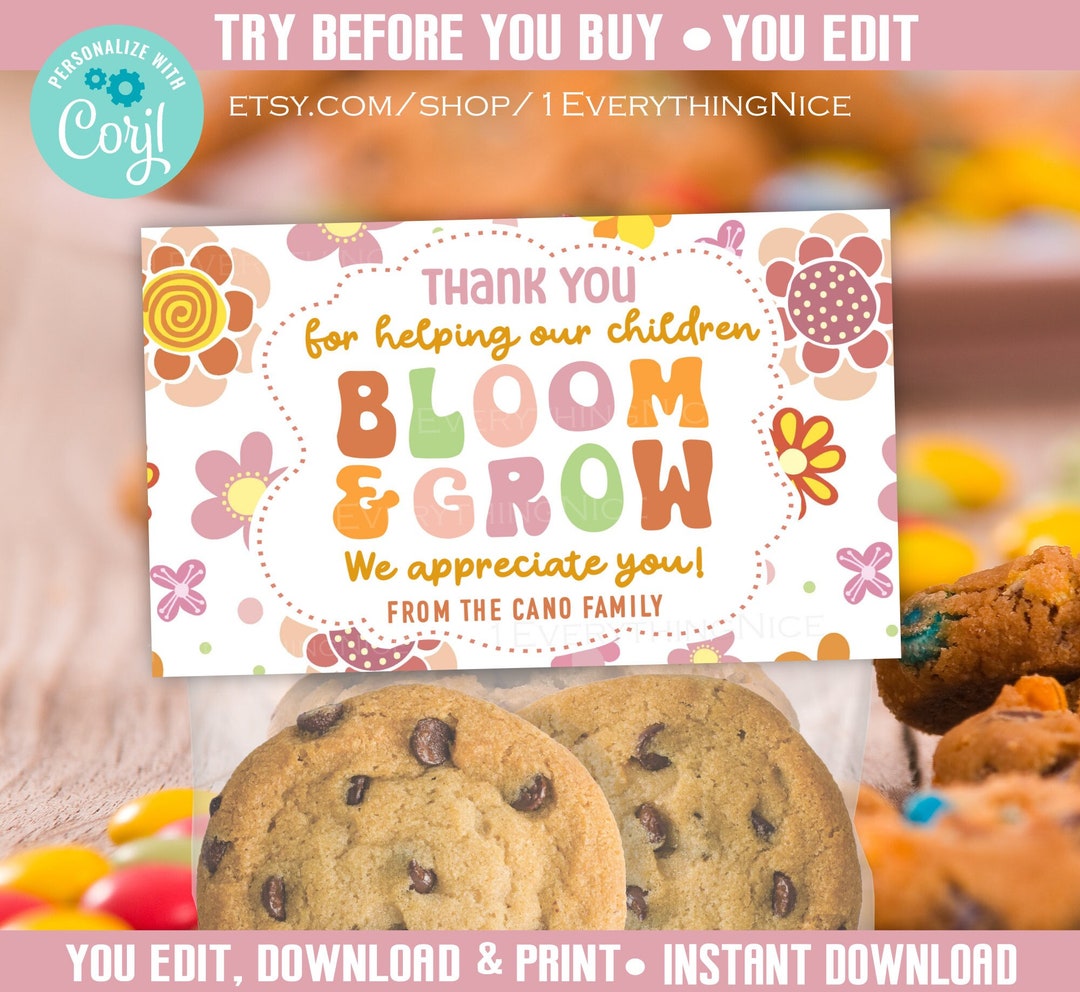 Bloom and Grow Groovy Retro Flowers Teachers Appreciation Treat Bag ...